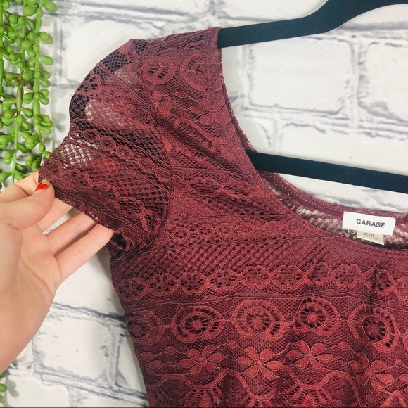 Garage | Tops | 33nwot Garage Short Sleeved Lace Red Top Size Xs | Poshmark